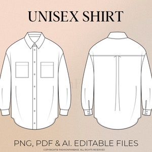 Unisex Shirt Drawing Tailored Shirt Sketch Streetwear Drawing Tech Pack ...