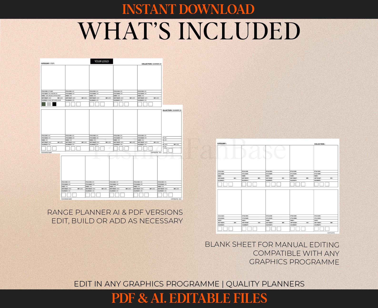 Range Planner Tech Pack Template Fashion Template Kit Hoodie Tech Pack ...