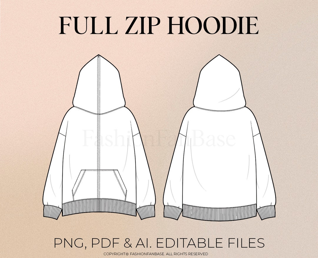 Full Zip Hoodie Drawing Streetwear Vector Hoodie Drawing Streetwear ...