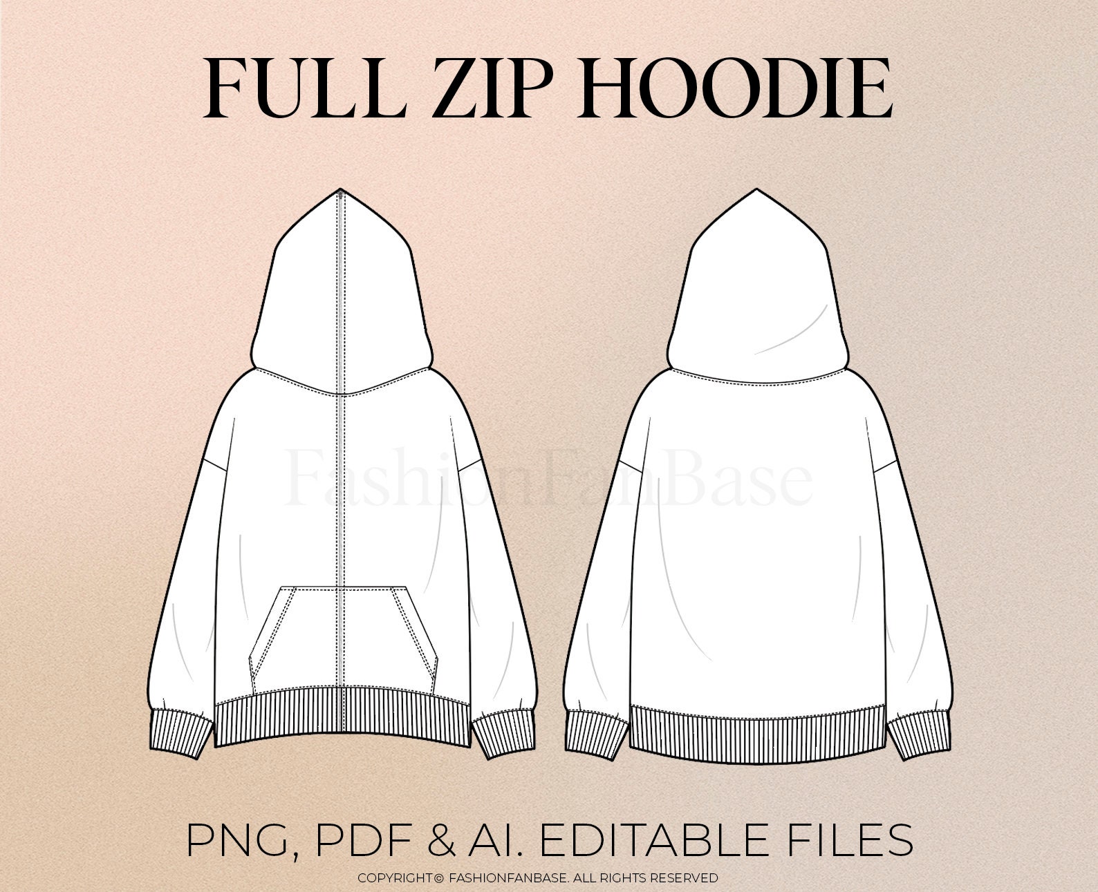 Full Zip Hoodie Drawing Streetwear Vector Hoodie Drawing Streetwear ...