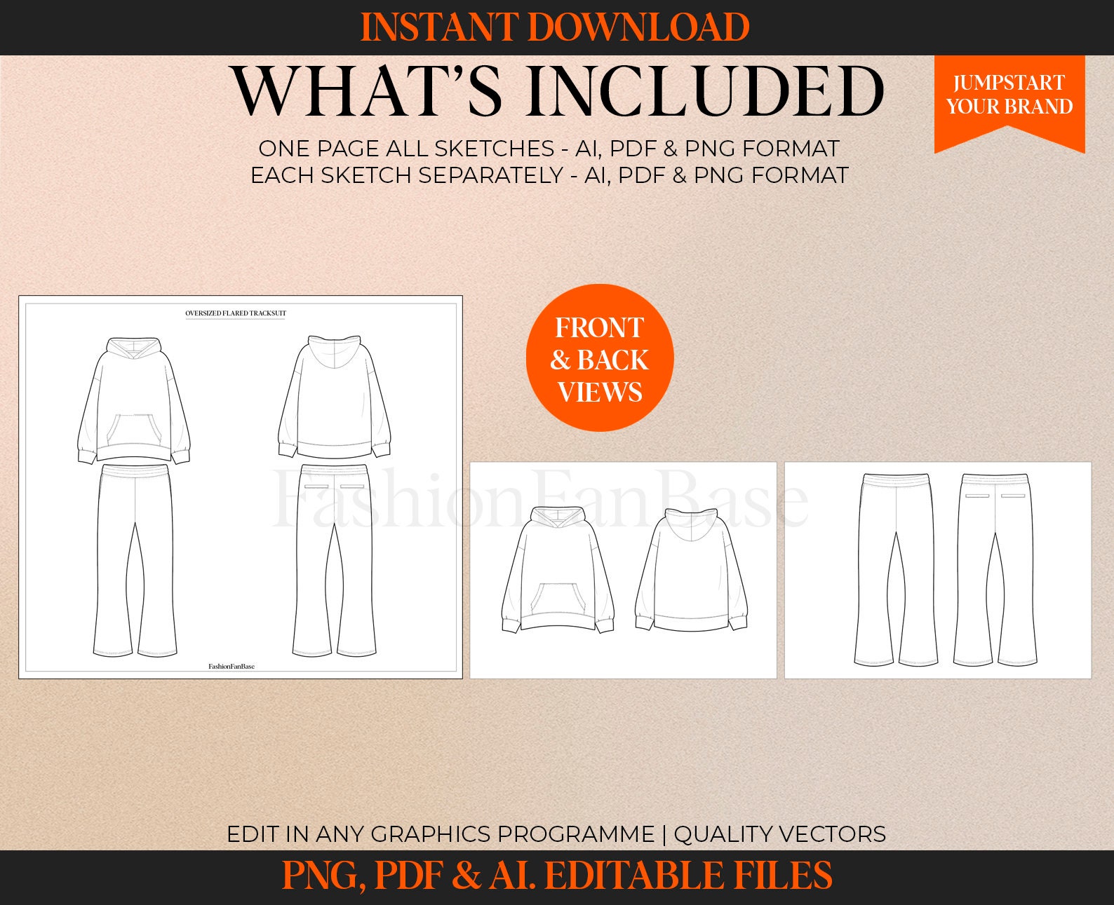 Flared Tracksuit Vector Oversized Hoodie Mock up Sweatshirt Drawing ...