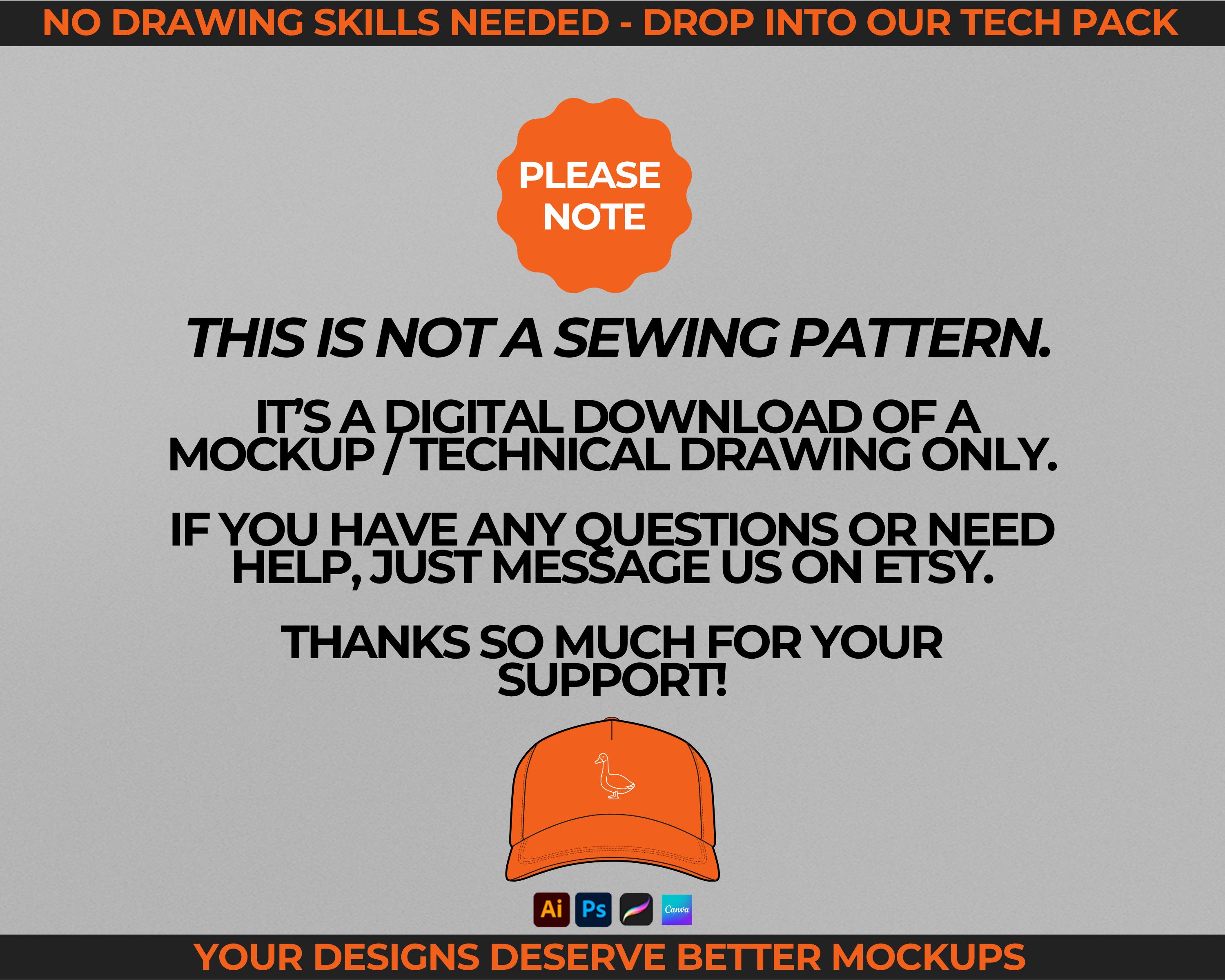 Classic Cap Mockup Dad Hat Fitted Cap Flat Sketch Hat Mockup Streetwear ...