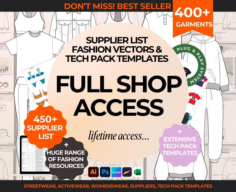 Fashion Tech Pack Template Google Sheet Excel Tech Pack Excel Fashion ...