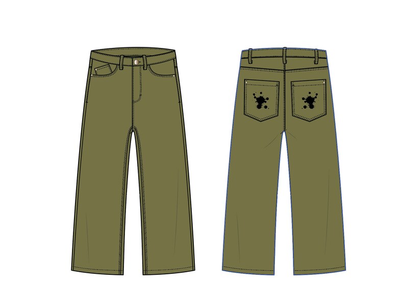 Oversized Baggy Jeans Vector Unisex Jeans Drawing Fashion Flat ...