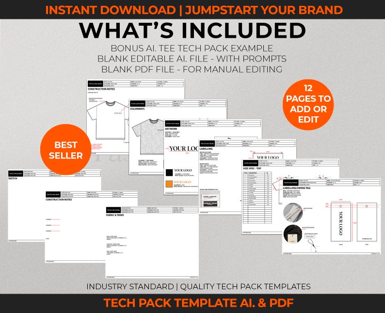 Streetwear Vector Essentials Mockup Pack Fashion Tech Pack Template ...
