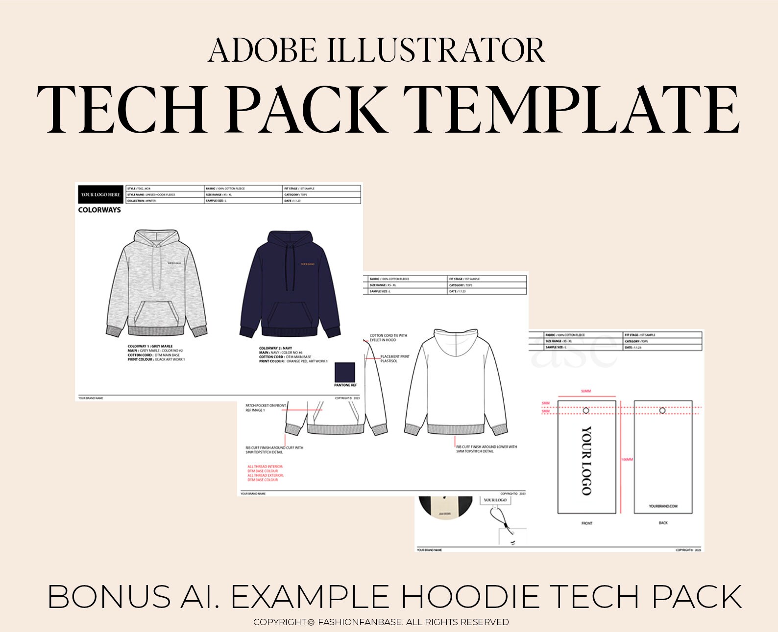 Fashion Tech Pack Template Kit Adobe Illustrator DIY Tech Pack - Etsy ...