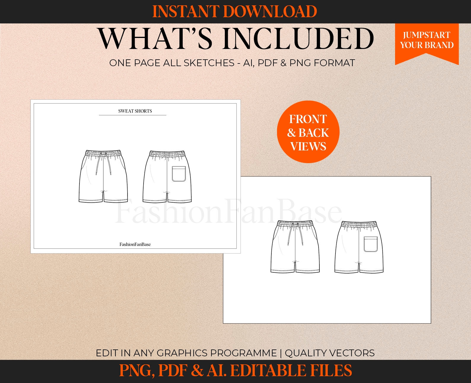 Sweat Short Vector Mens Shorts Tech Pack Streetwear Vector Template ...