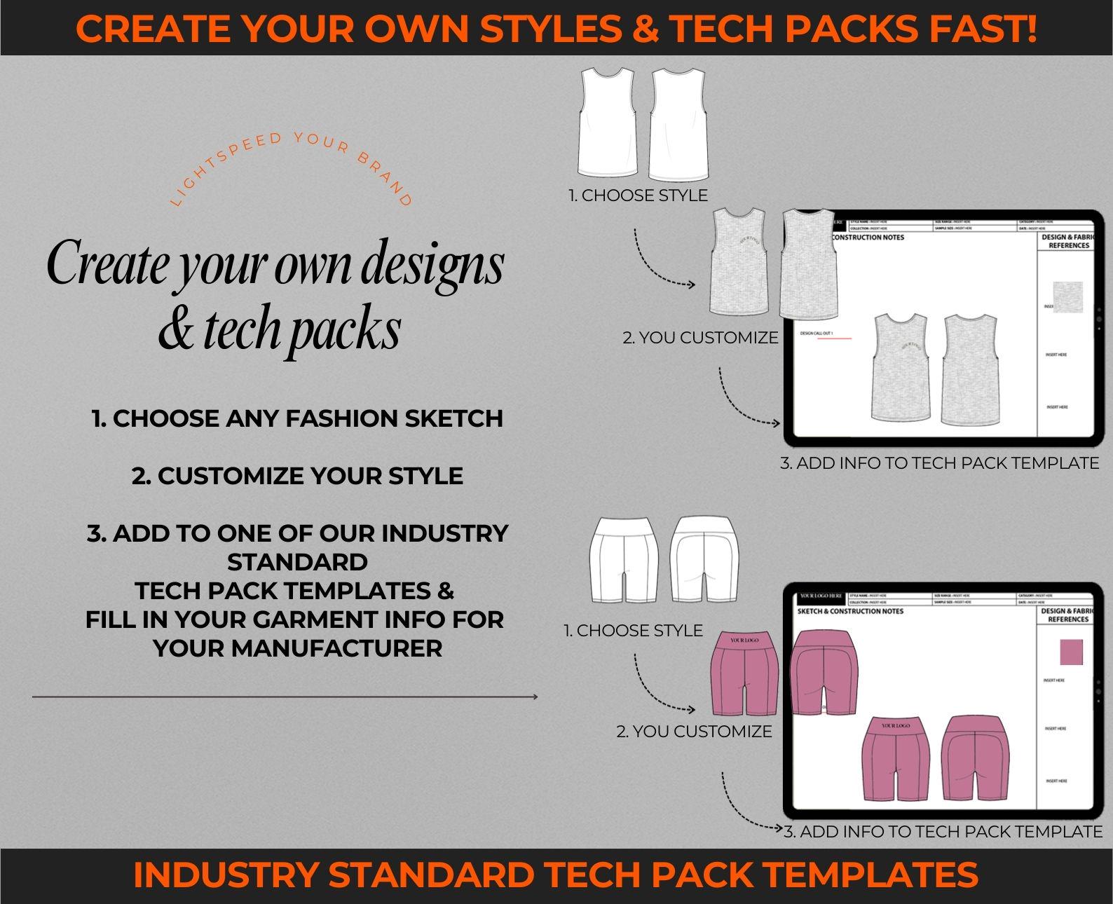Activewear Men's Streetwear Vector Mockup Fashion Tech Pack Template ...