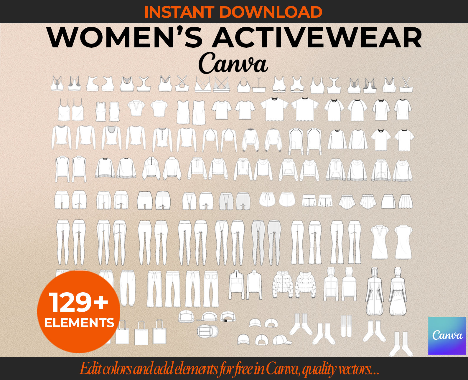 Activewear Streetwear Vector Canva Mockup Fashion Tech Pack Template ...