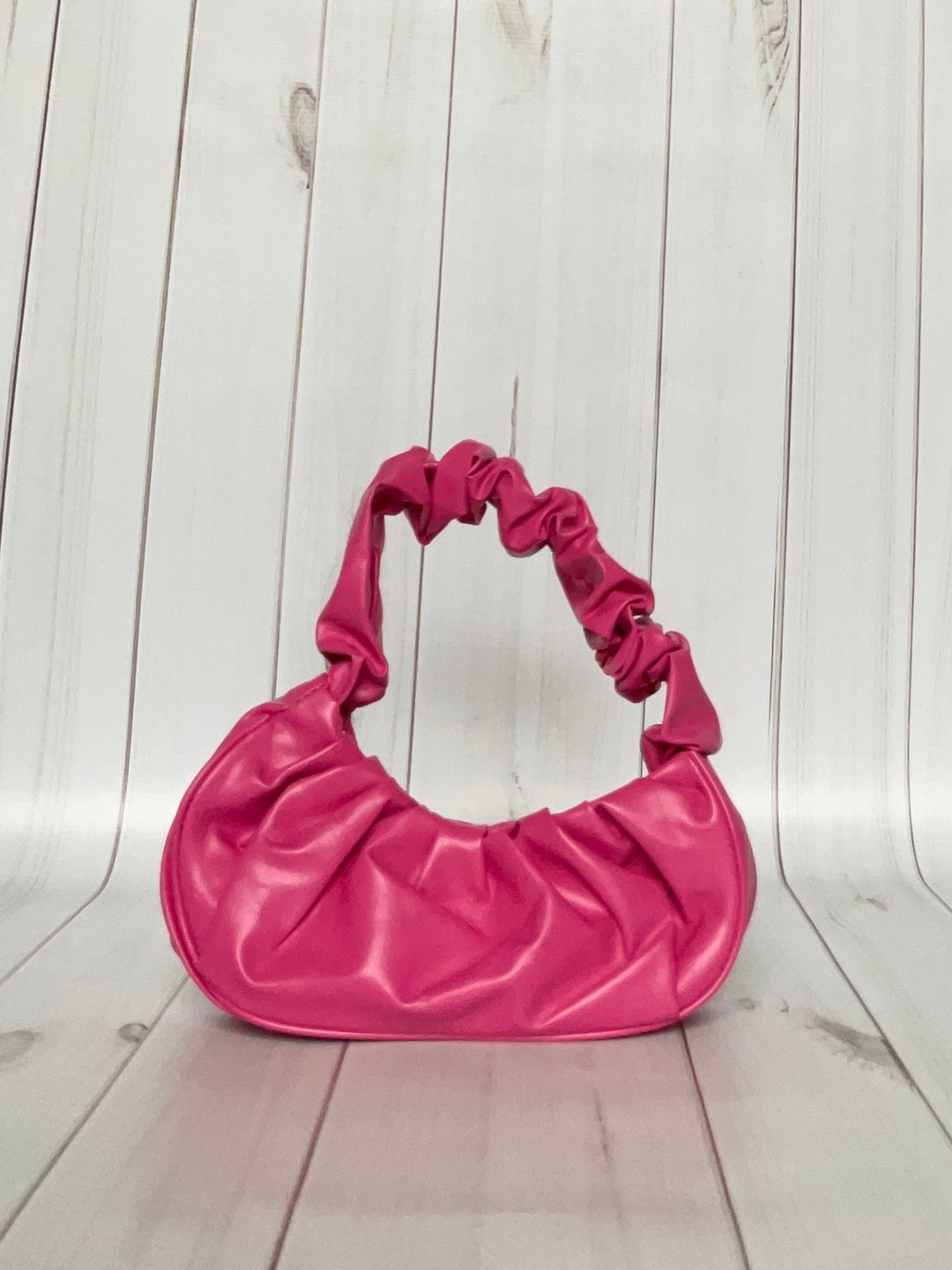 Pink Scrunch Shoulder Bag / Pink Shoulder Bag / Crescent Bag / Pink ...
