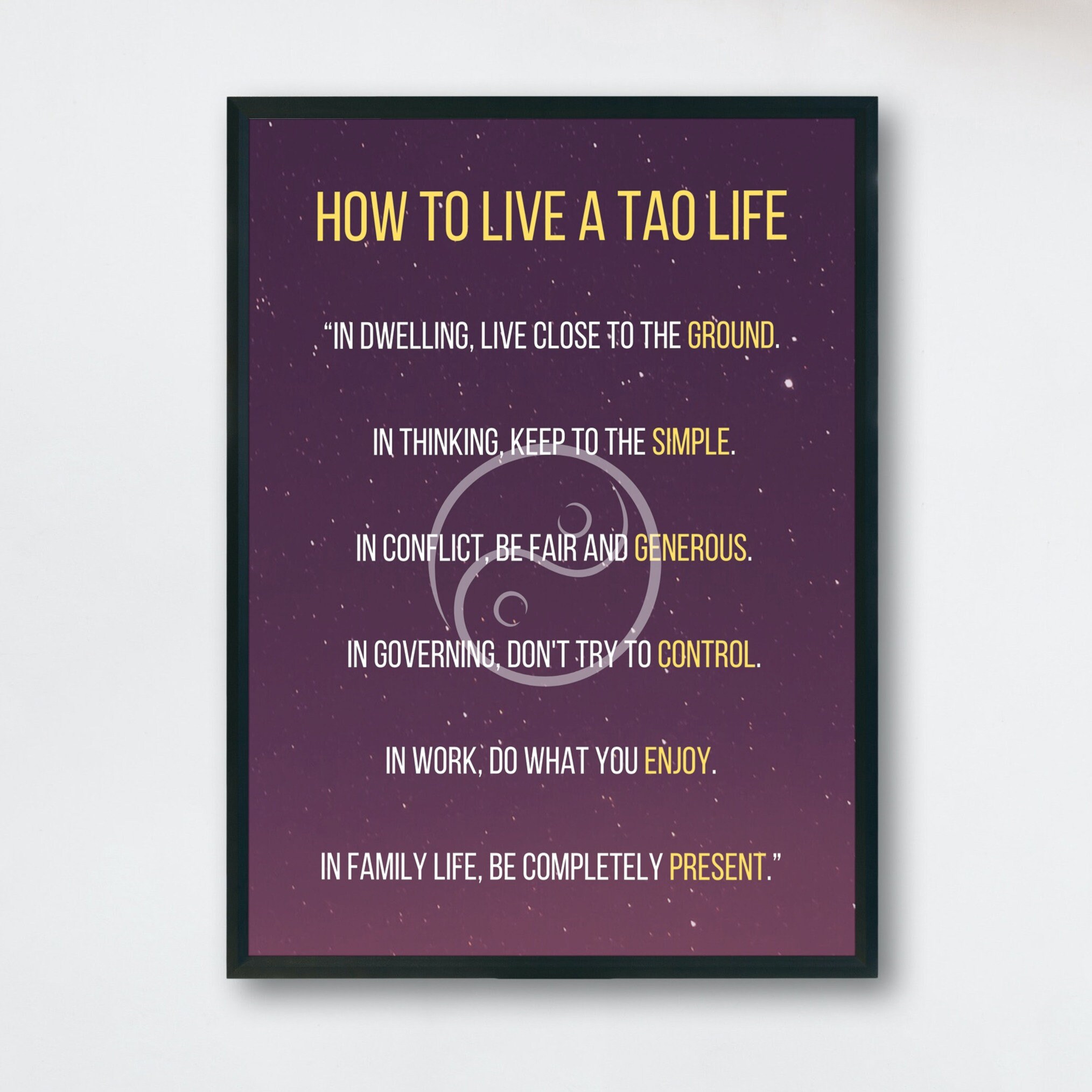 Tao Print, Digital Download, Tao Life Print, Digital Art, Decor ...