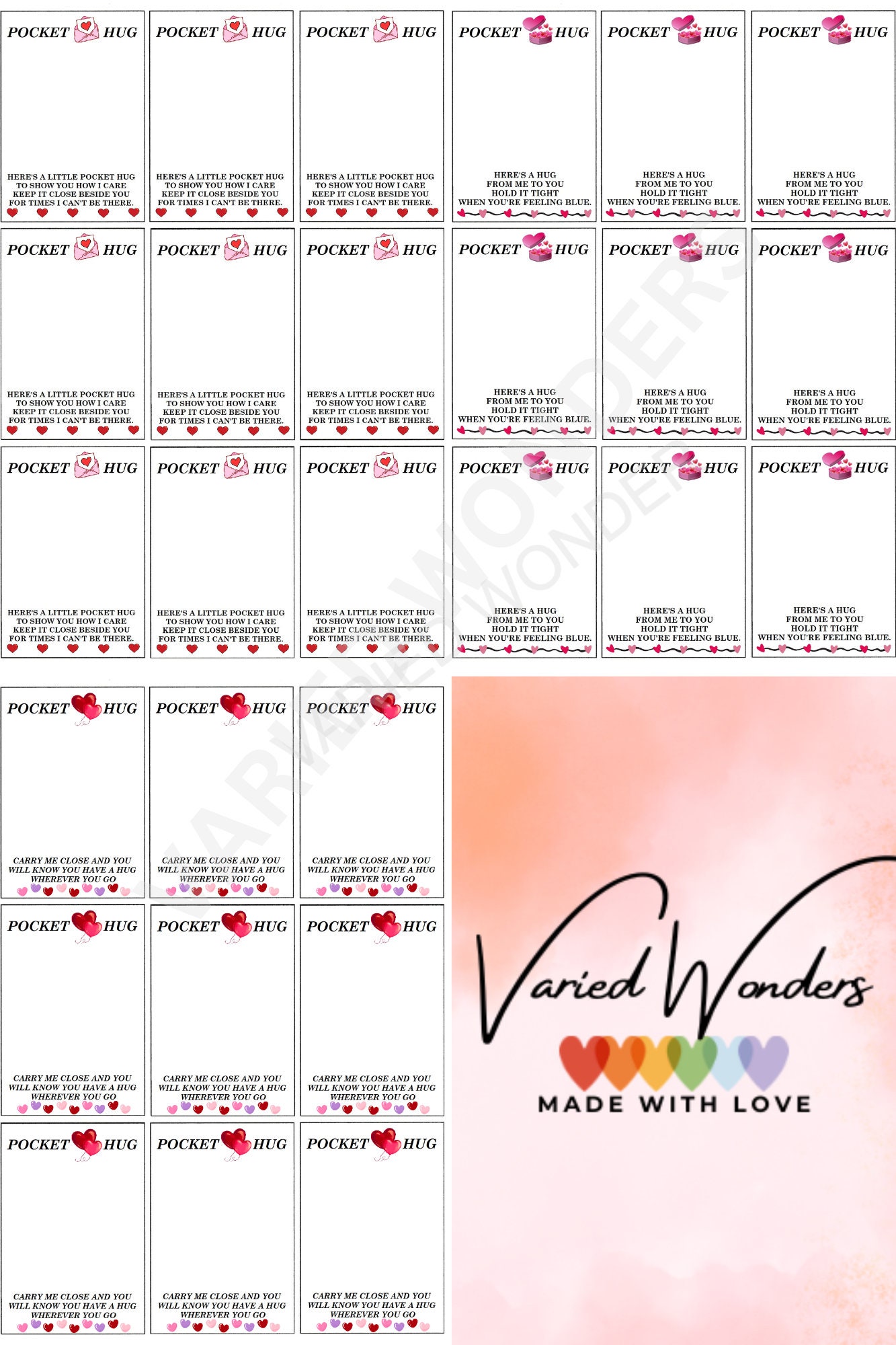 PDF File Instant Download: Printable Pocket Cards 3 Different Poems ...