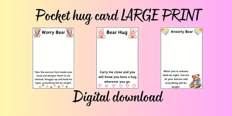 PDF File Instant Download: Printable Pocket Cards 3 Different Poems ...