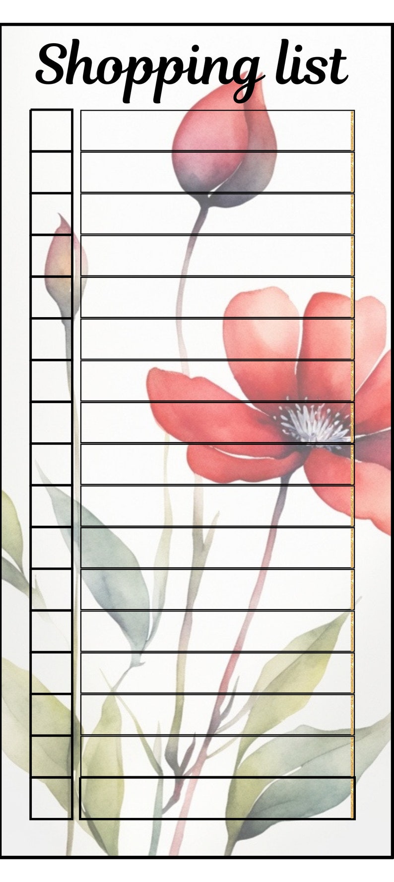 Simple Grocery List Template Printable, Food Shopping List, Grocery ...