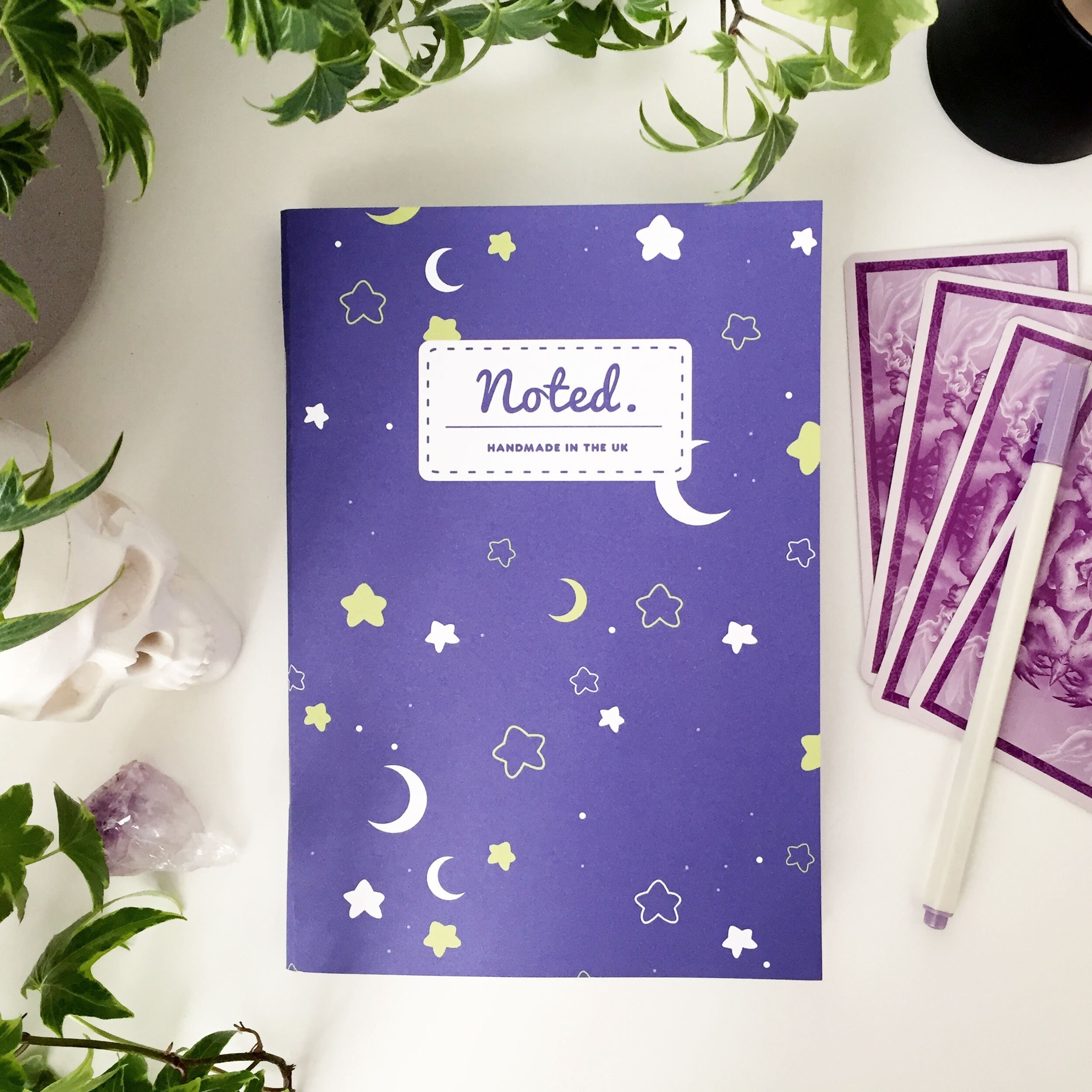 A5 Lined Moons and Stars Notebook, Handmade Starry Notebook, Cute Moons ...