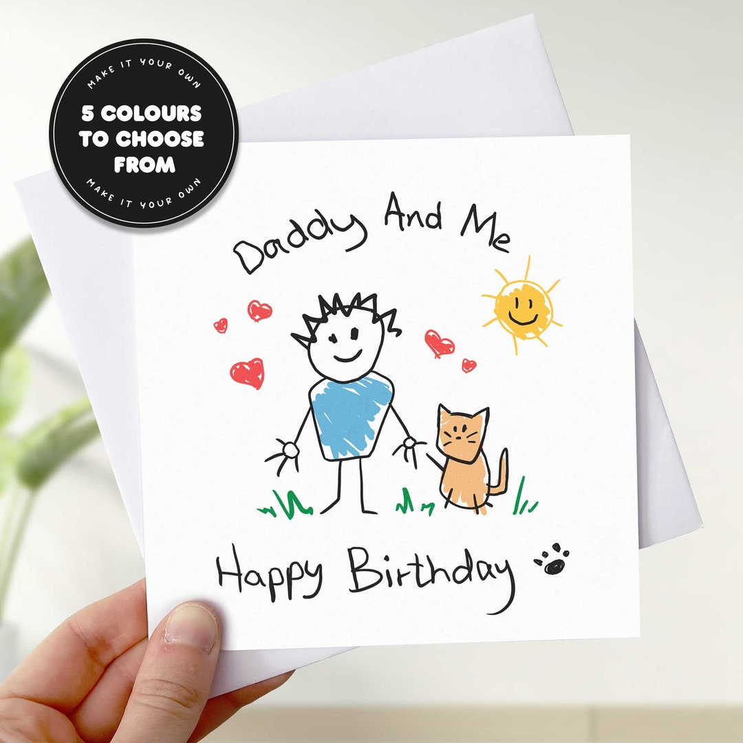 Cat Daddy & Me Birthday Card From Cat, Cat Dad Birthday Card for Him ...