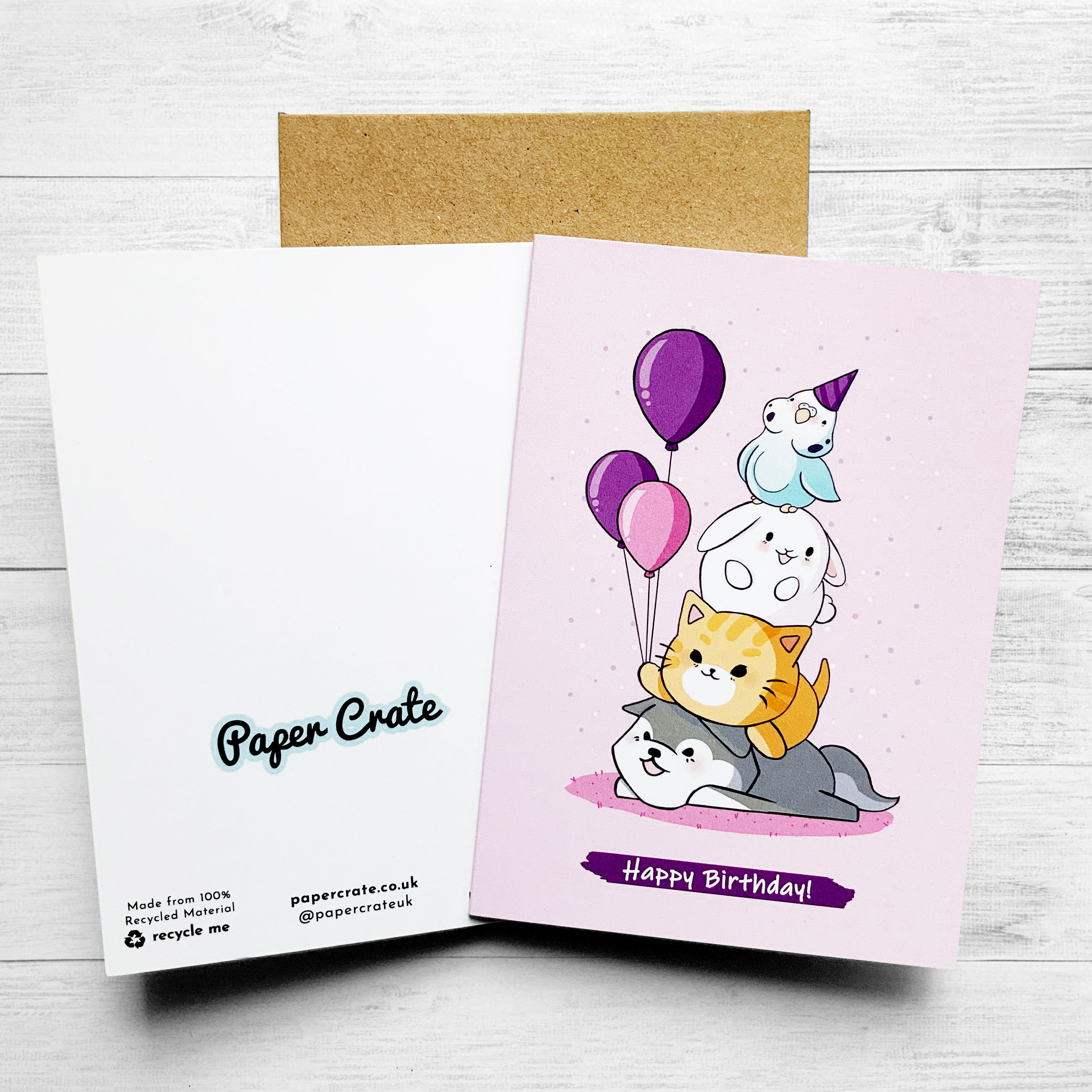 Cute Animal Themed Birthday Card Kawaii Animal Birthday Card - Etsy