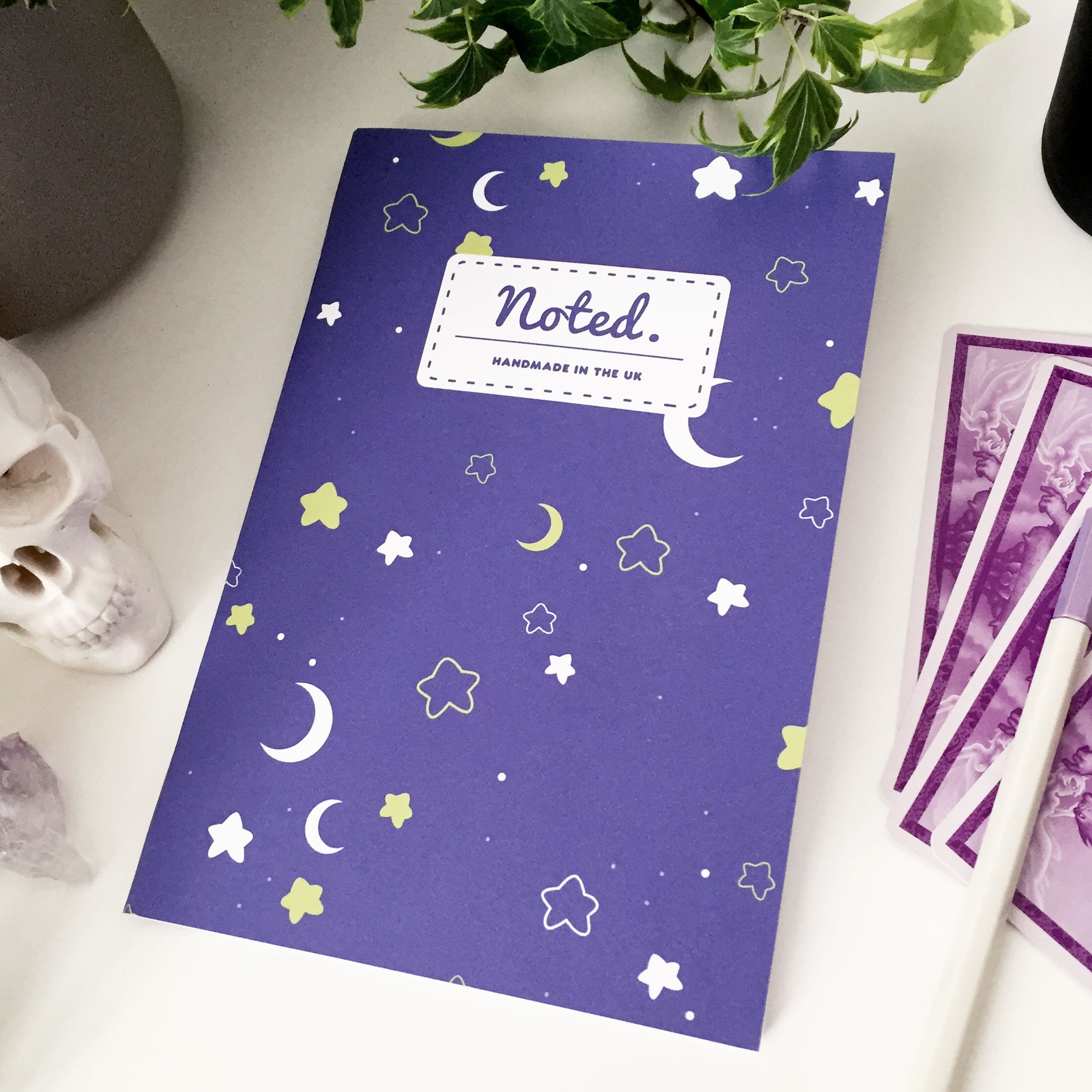 A5 Lined Moons and Stars Notebook, Handmade Starry Notebook, Cute Moons and Stars Journal, Night ...