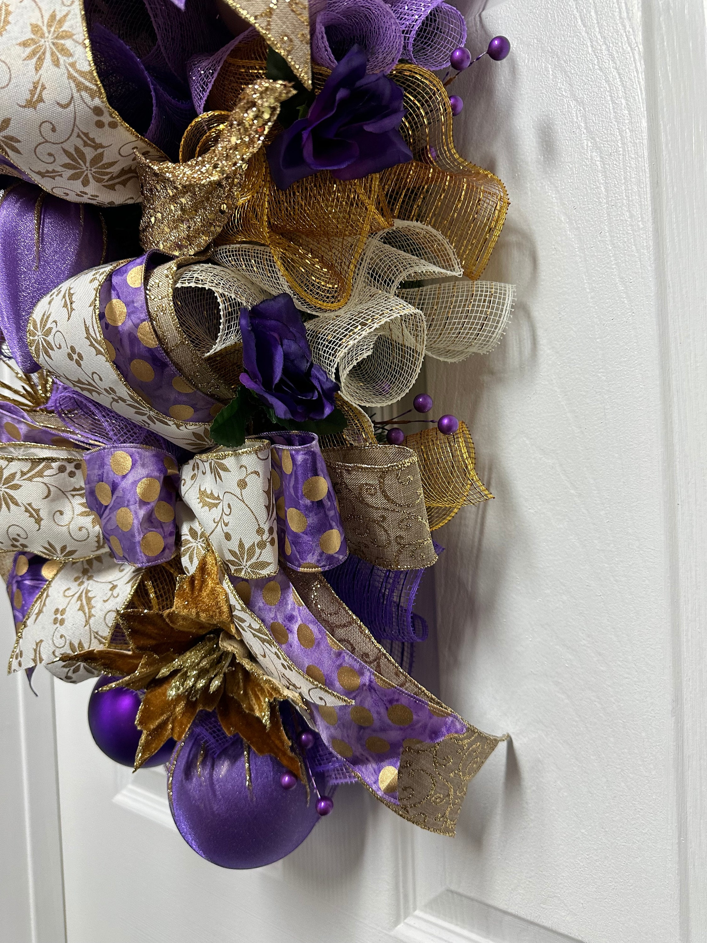 Purple and Gold Swag Wreath Holiday Wreath Christmas Wreath - Etsy