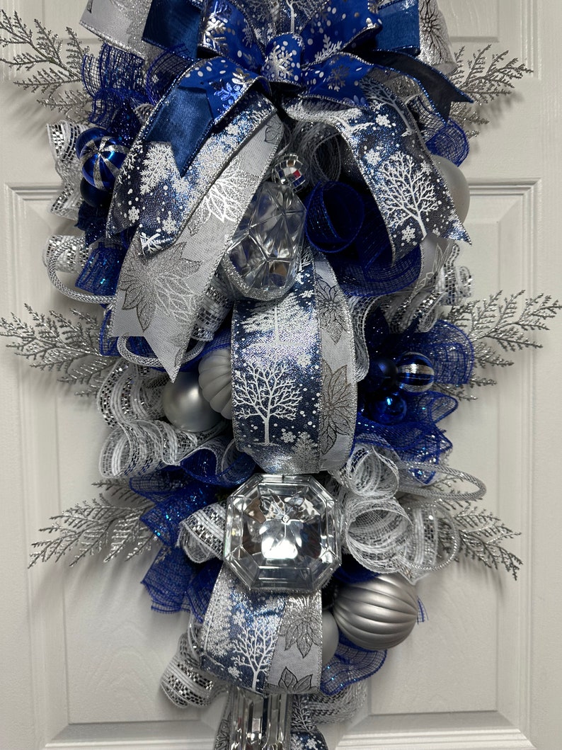 Jeweled Christmas Wreath, Christmas Wreath, Holiday Wreath, Blue ...