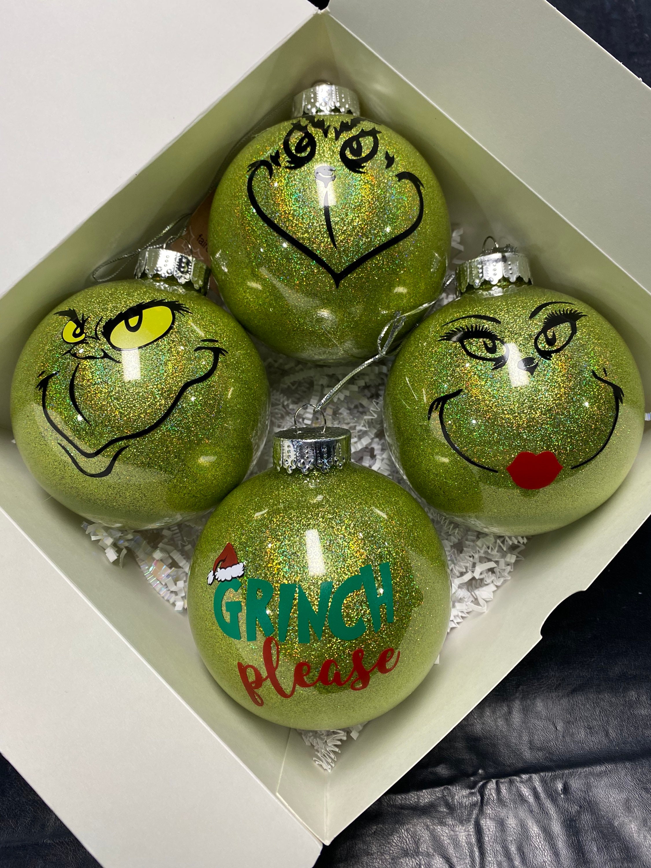 Grinch Ornaments Grinch Bulbs Grinch Tree Ornaments Grinch Christmas Grinch Holiday Etsy