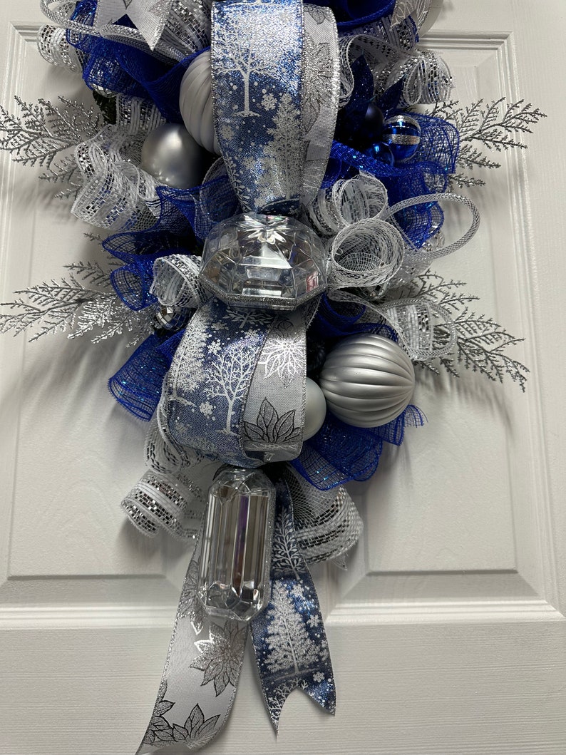 Jeweled Christmas Wreath, Christmas Wreath, Holiday Wreath, Blue ...