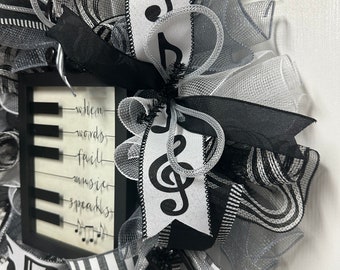Black and White Music Note Decor, Personalized Gift Idea, Floral Decor ...