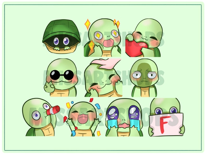 Turtle Emotes Pack twitch Discord Youtube Stream Emotes - Etsy