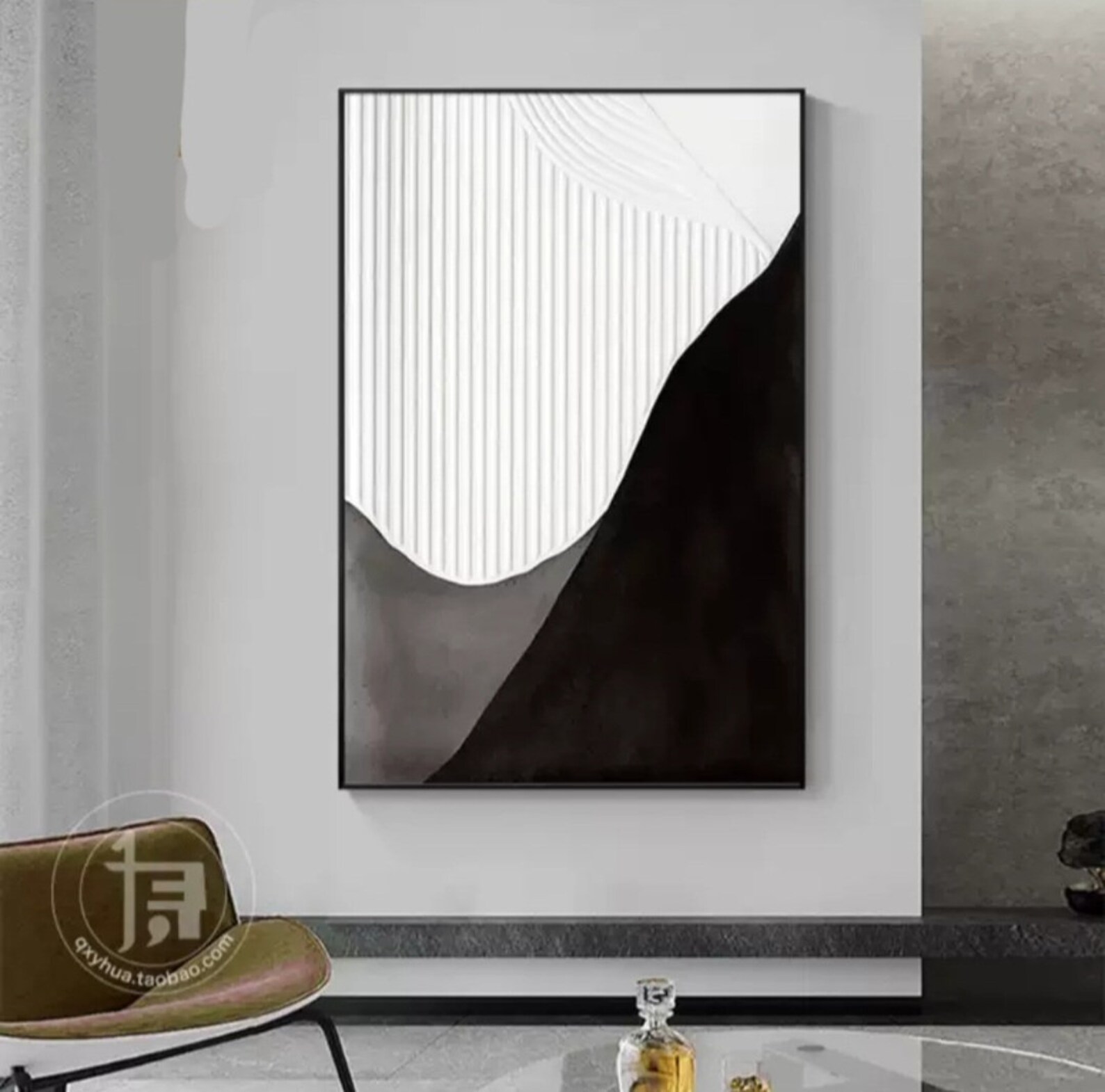 Indoor Modern Minimalist Canvas Hanging Cheap Hand-painted Black and ...