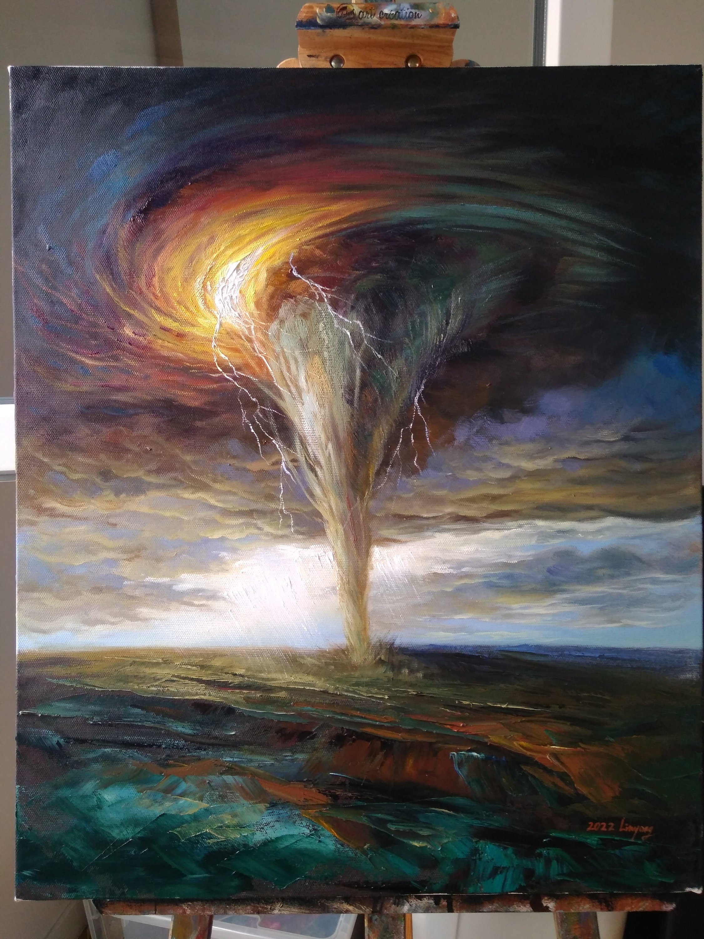 Original Hurricane Contemporary Abstract Oil Painting Modern Wall Art ...