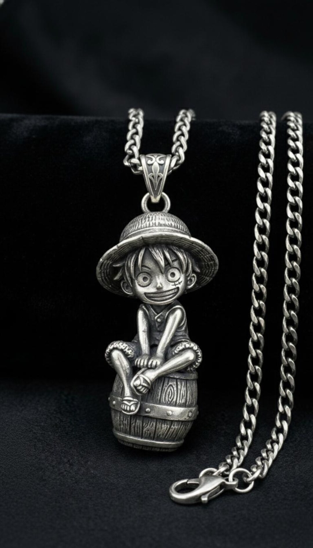 Sterling Silver Monkey D. Luffy Pendant • Unisex Anime Necklace - Etsy