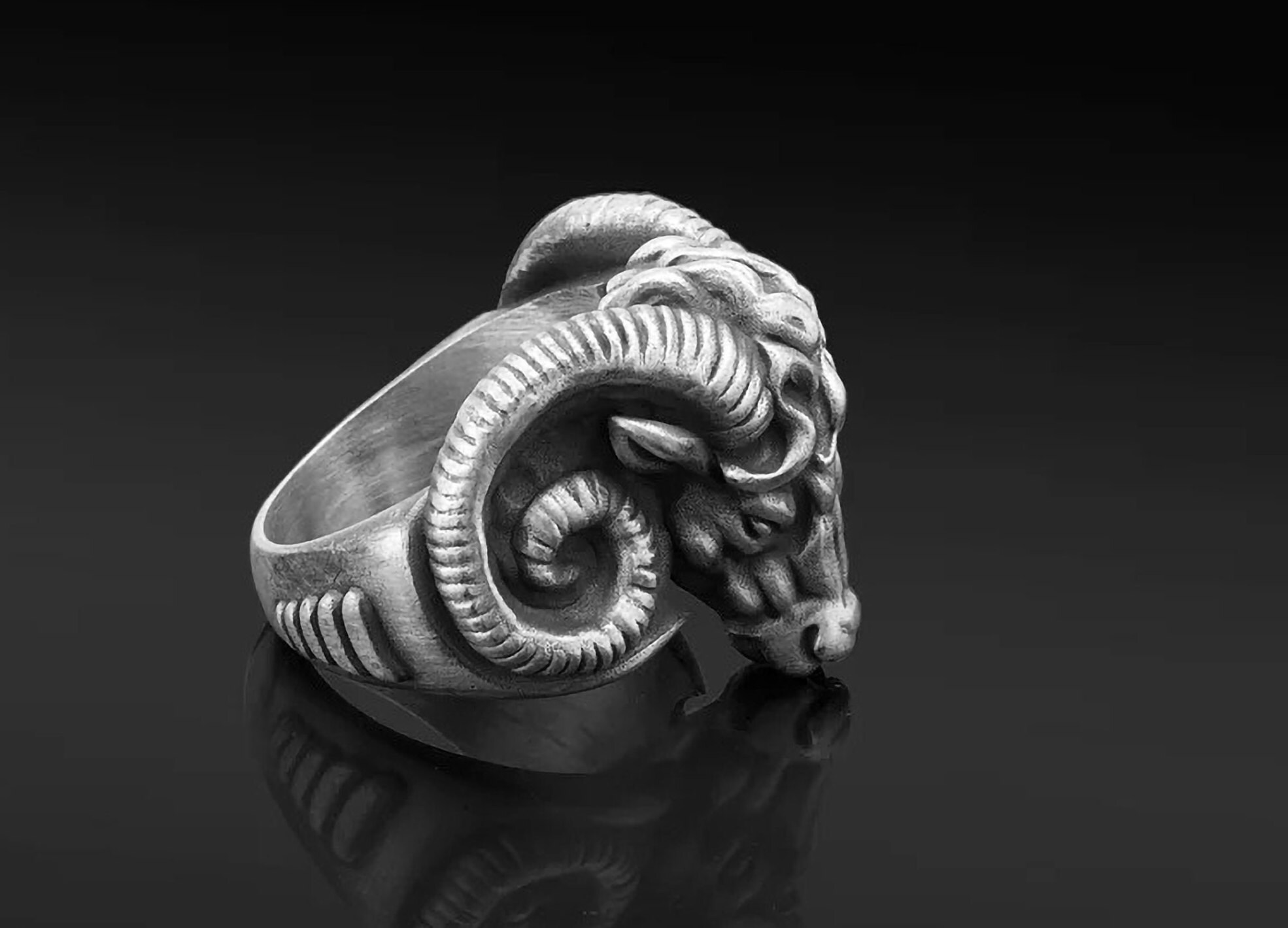 Aries Ram Signet Ring, Goat 925K Sterling Silver Band Ring/charm Zodiac ...
