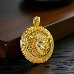 Gold Plated Medusa Pendant Necklace: 925 Sterling Silver Unisex Jewelry ...