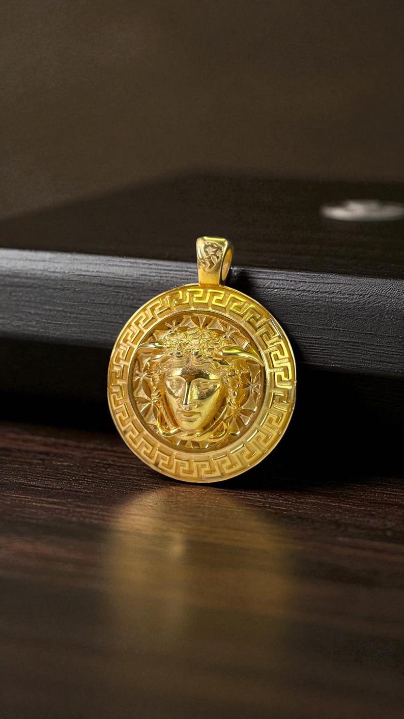 Gold Plated Medusa Pendant Necklace: 925 Sterling Silver Unisex Jewelry ...
