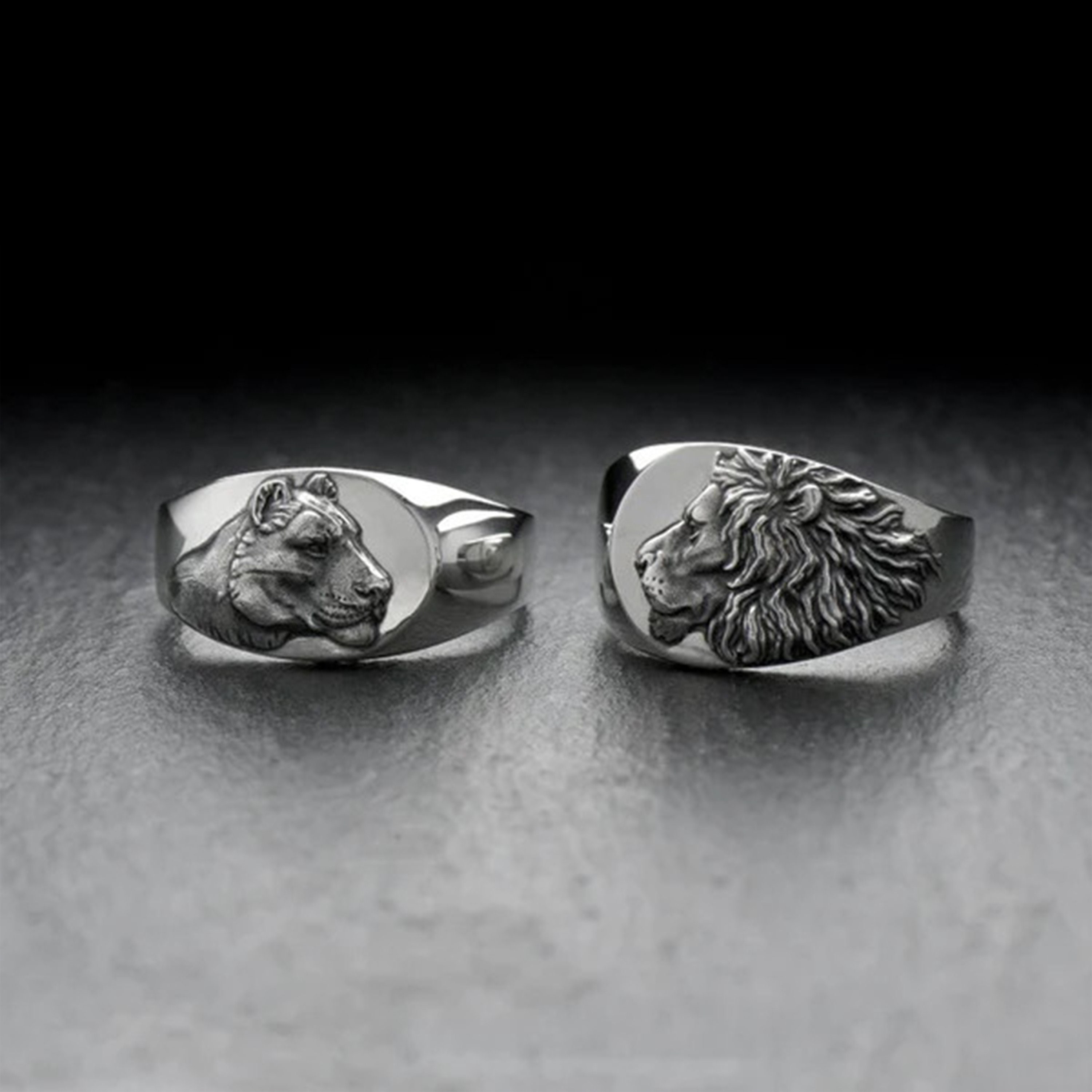 Lion Statement Ring/925 Sterling Silver Ring/lion Relief Men Ring ...