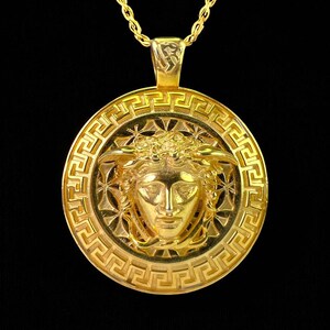 Gold Plated Medusa Pendant Necklace: 925 Sterling Silver Unisex Jewelry ...