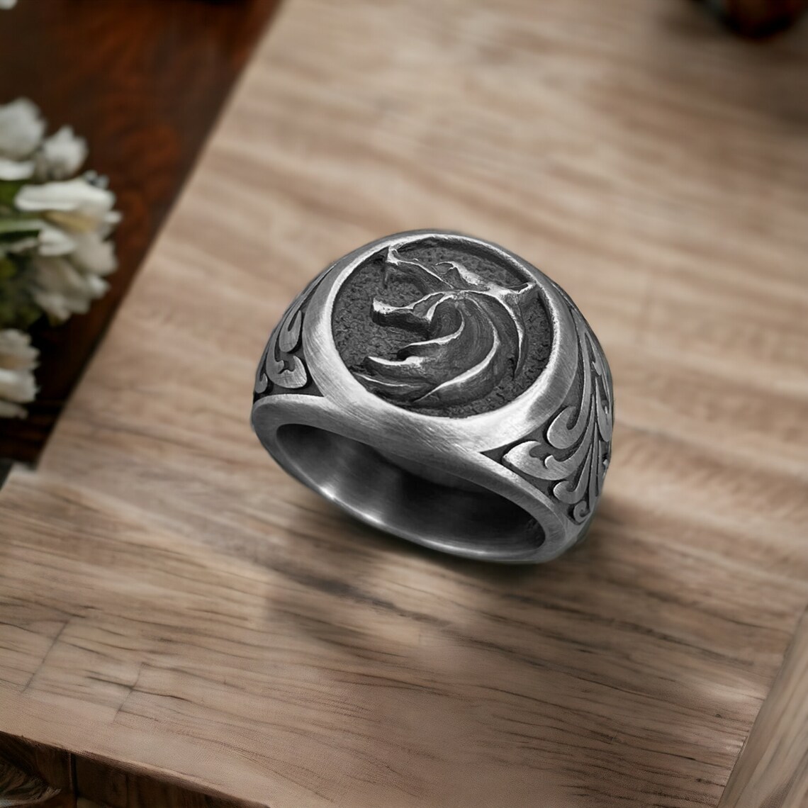 The Wolf Witcher Ring, Zireael and Gwynbleidd Ring, the White Wolf and ...