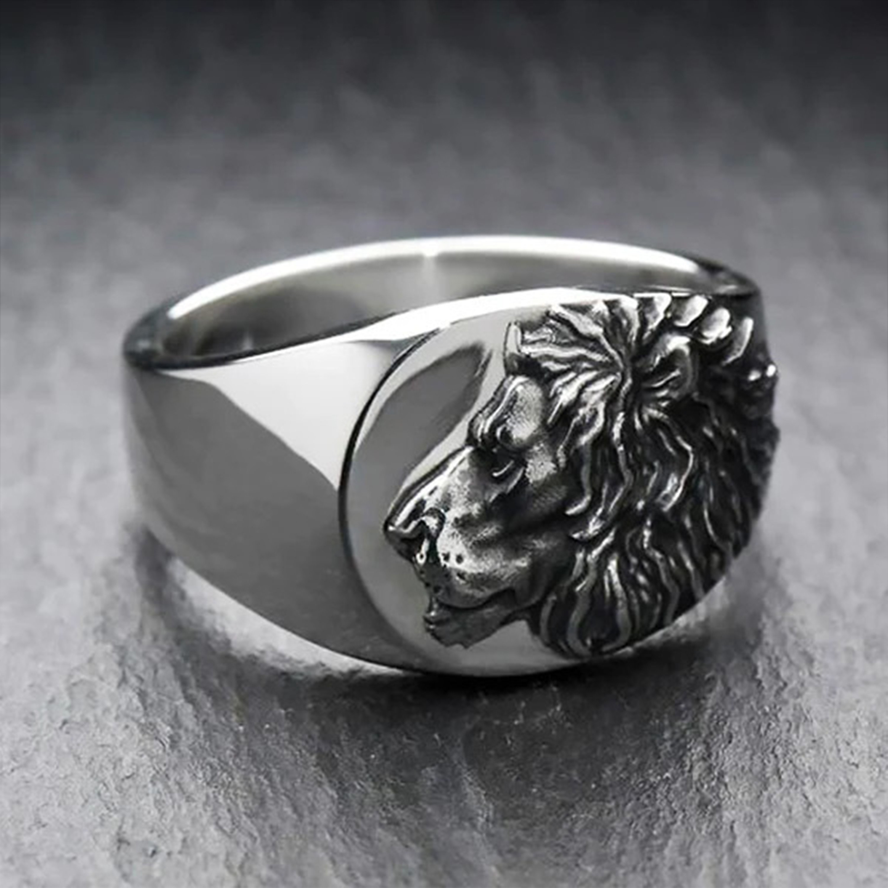Lion Statement Ring/925 Sterling Silver Ring/lion Relief Men Ring ...