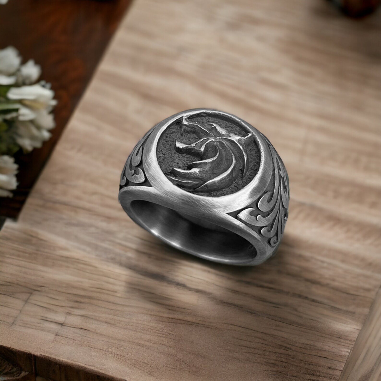 The Wolf Witcher Ring, Zireael and Gwynbleidd Ring, the White Wolf and ...