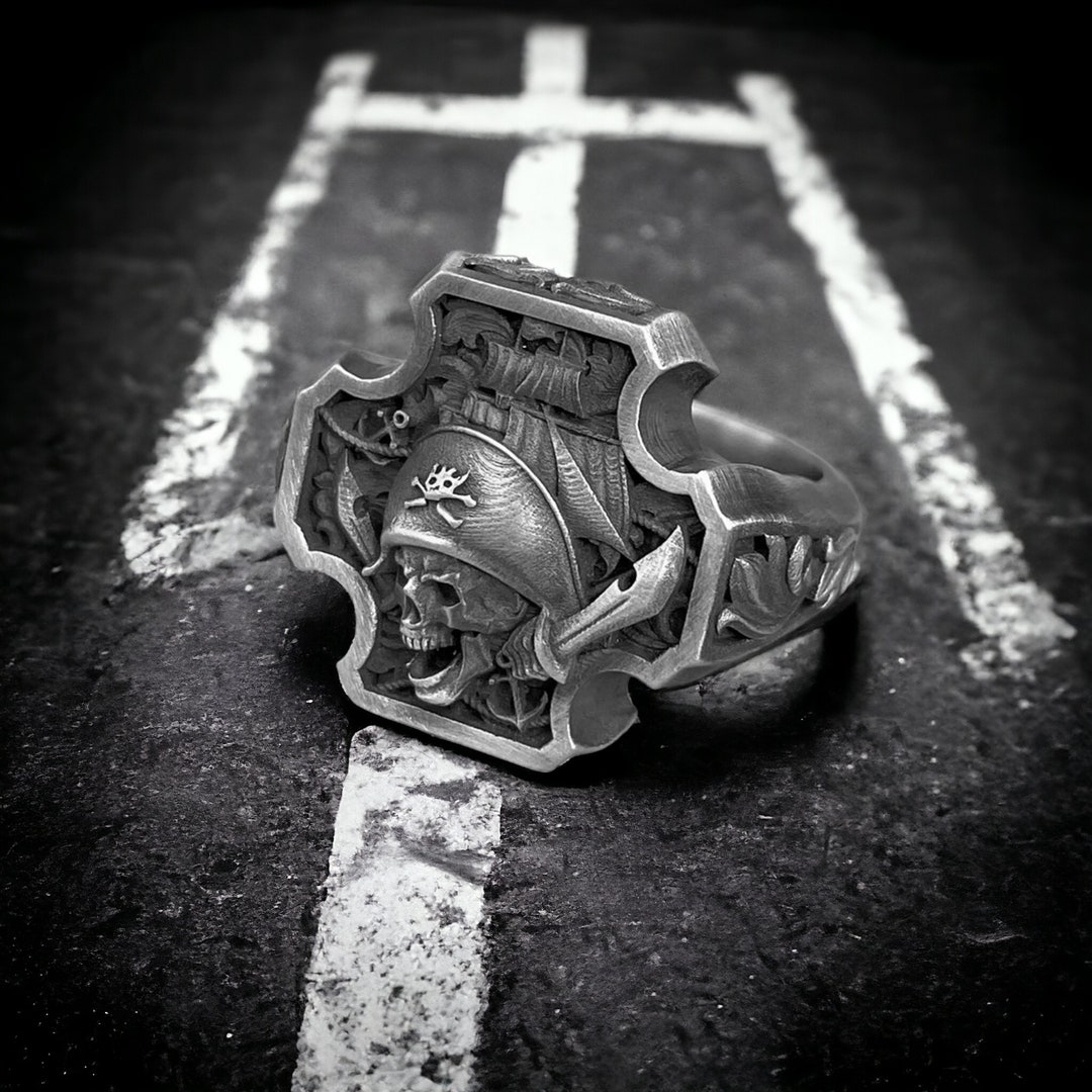 925 Sterling Silver Pirate Skull Handmade Ring for Menspecially Made ...