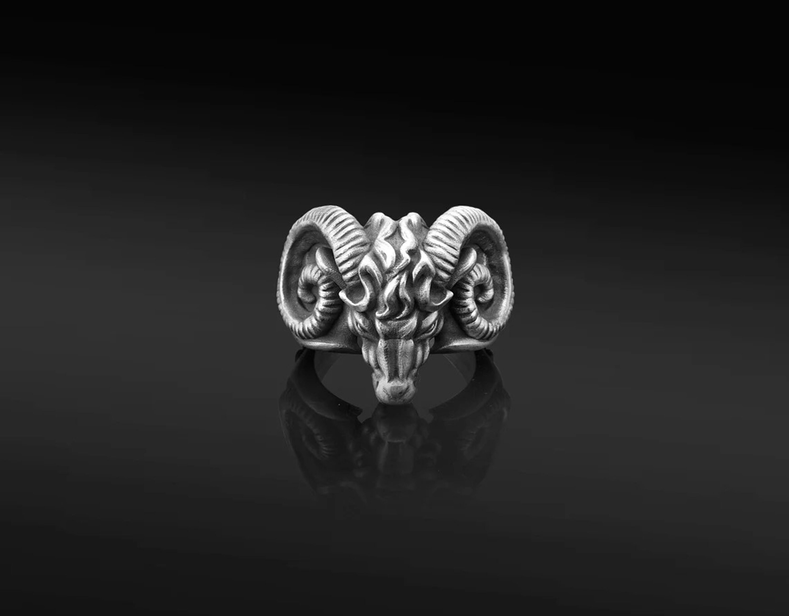 Aries Ram Signet Ring, Goat 925K Sterling Silver Band Ring/charm Zodiac ...