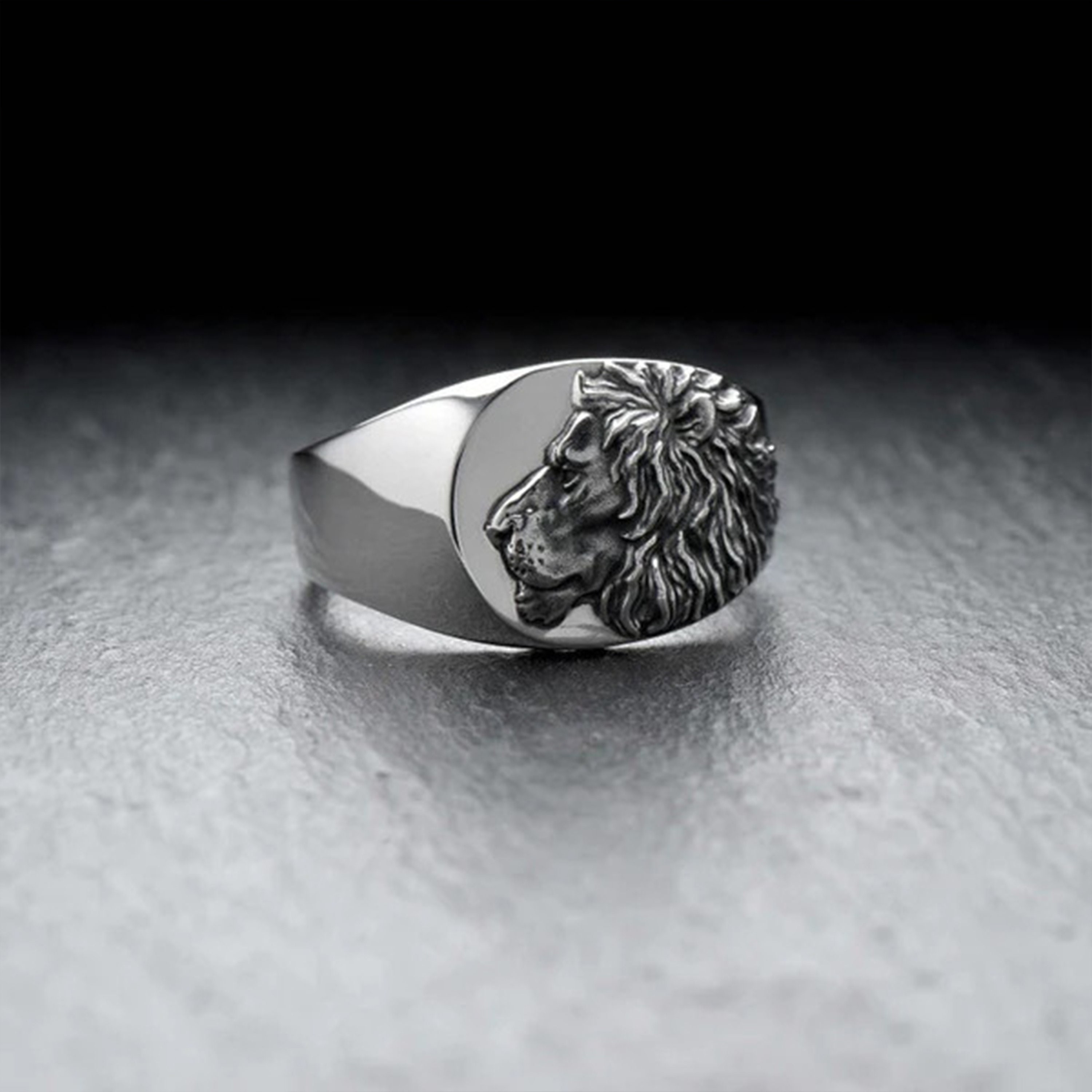 Lion Statement Ring/925 Sterling Silver Ring/lion Relief Men Ring ...