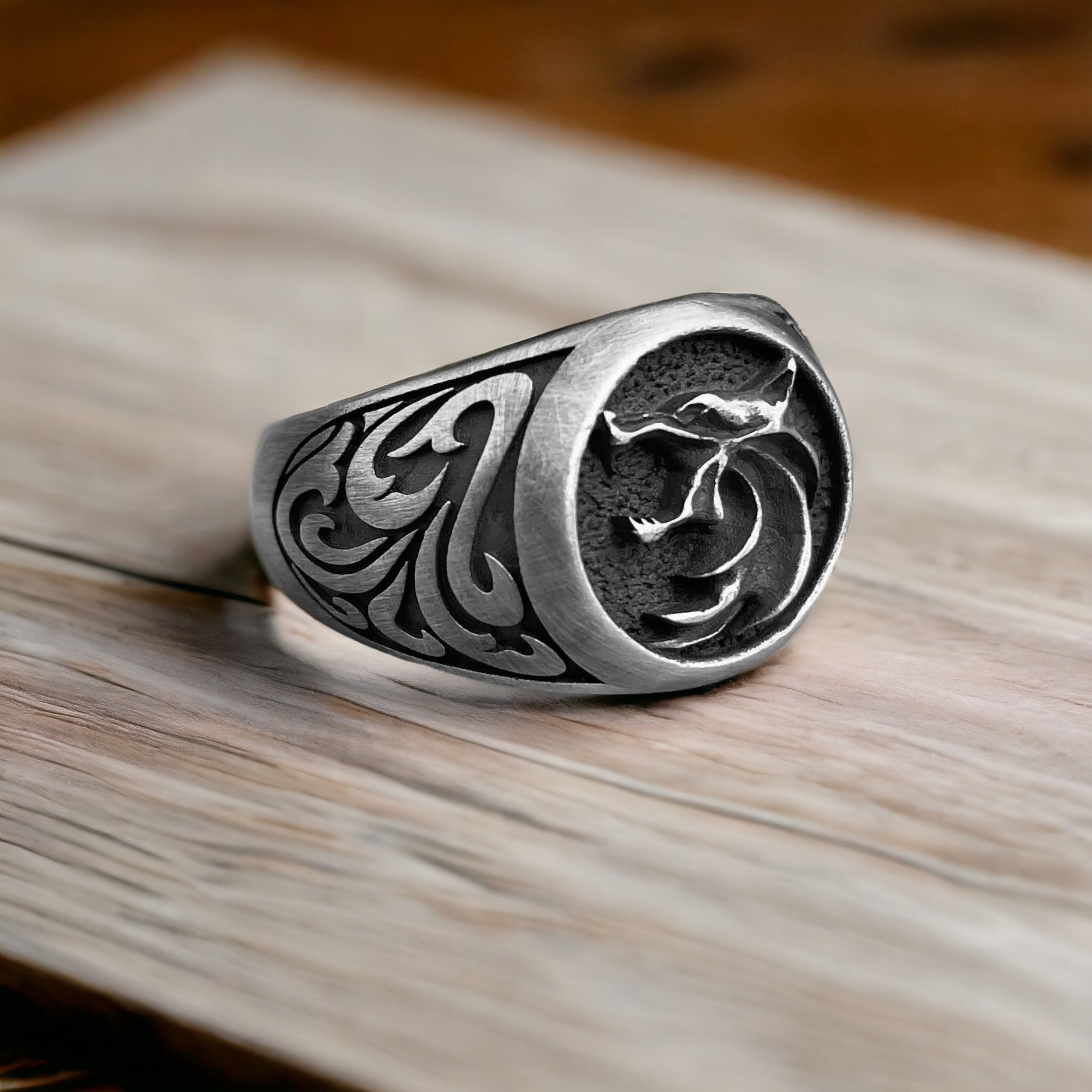 The Wolf Witcher Ring, Zireael and Gwynbleidd Ring, the White Wolf and ...