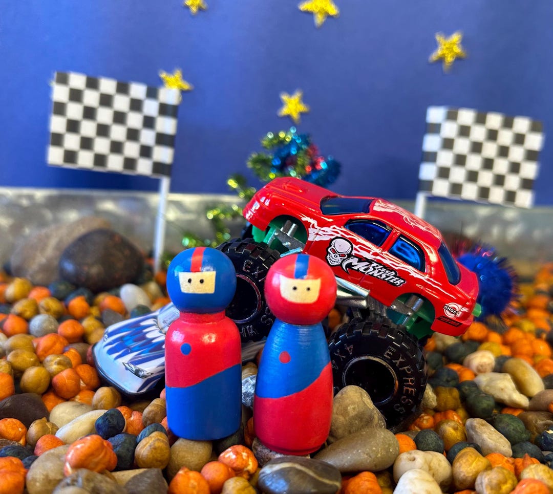 Race Driver Peg Doll Set - Sensory Play Accessory - Etsy