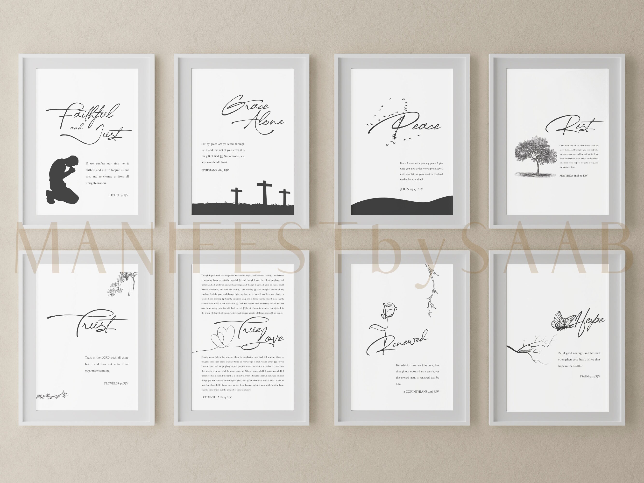 Minimalist KJV Bible Verse Print Set Printable Scripture 20 - Etsy