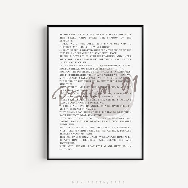 Psalm 91 Kjv Poster - Etsy