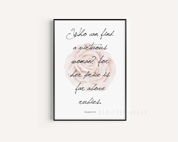 Proverbs 31:10 KJV Bible Verse Wall Art Virtuous Woman | Etsy