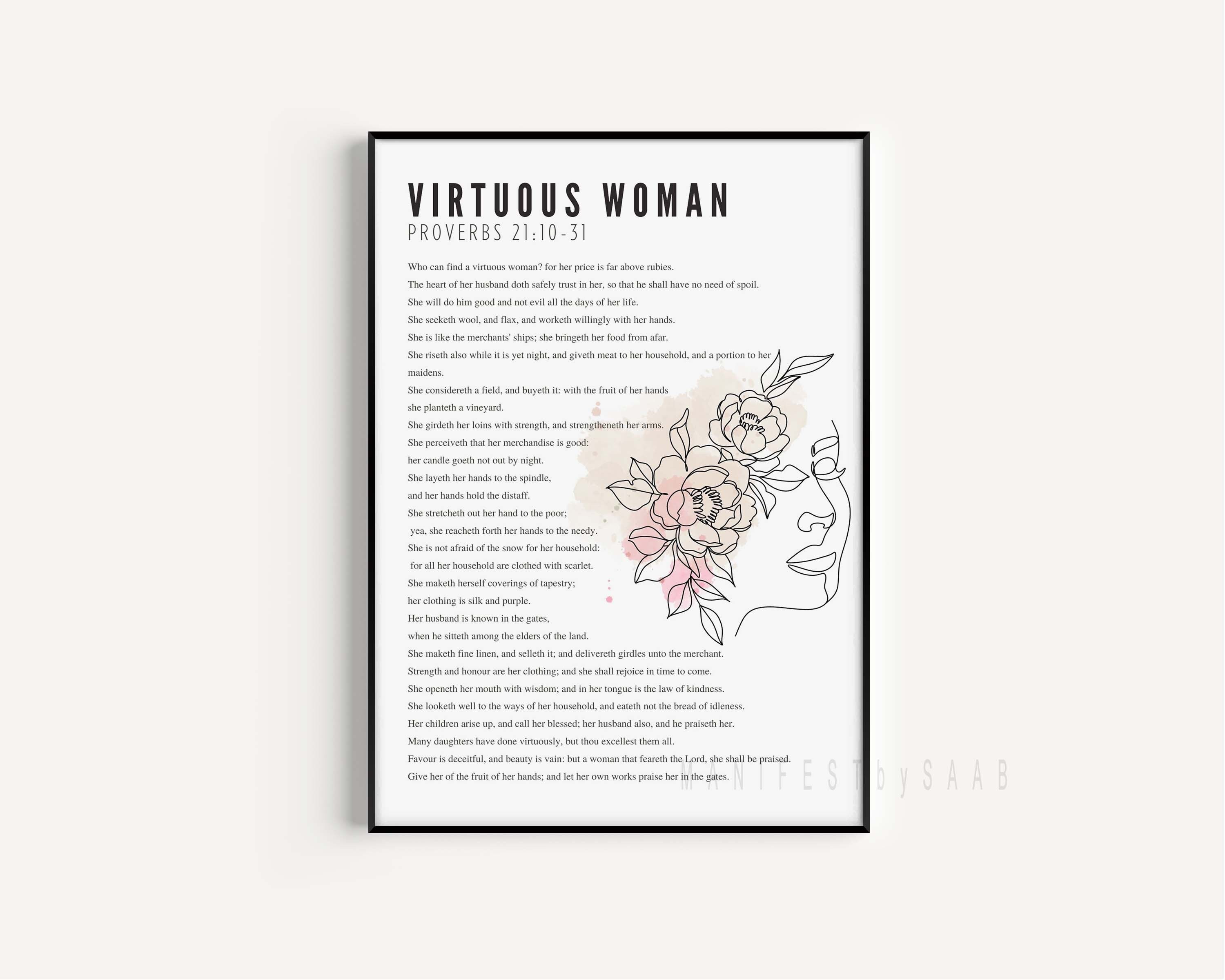 A Virtuous Woman Proverbs 31:10-31 KJV & ESV Bible Verse - Etsy