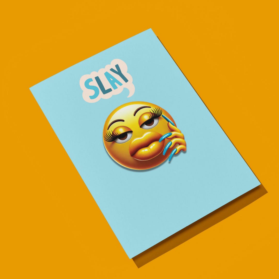 Slay Emoji Greeting Card | Fun & Sassy Blank Card With Matching ...
