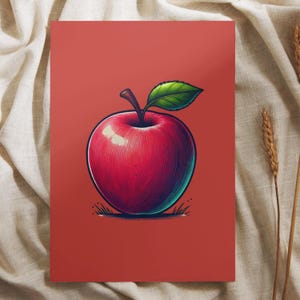 Hand-drawn Apple Greeting Card - Blank Inside With Envelope - Vintage ...